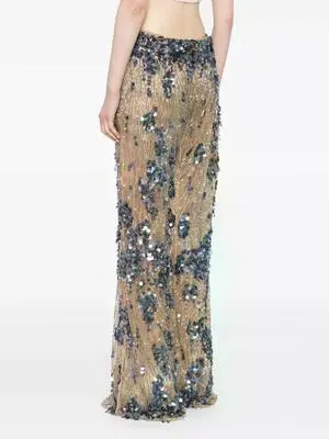 Alberta Ferretti Sequin Embellishment Flared Trousers - Neutrals