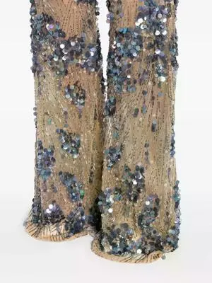Alberta Ferretti Sequin Embellishment Flared Trousers - Neutrals