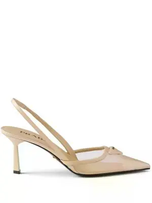 Prada 75mm Mesh Slingback Pumps - Neutrals