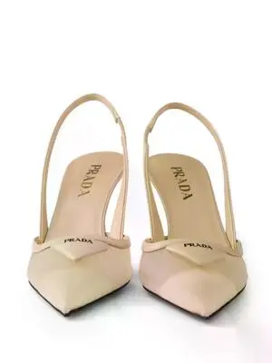 Prada 75mm Mesh Slingback Pumps - Neutrals