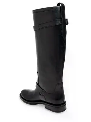 Saint Laurent Knee-high Buckled Leather Boots