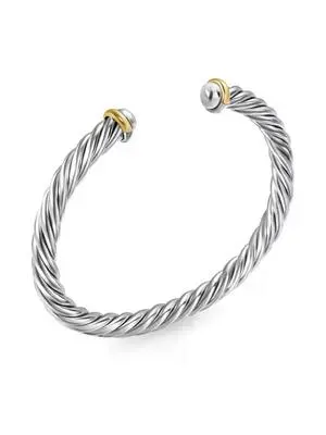 David Yurman 14kt Yellow Gold And Sterling Cable Cuff Bracelet