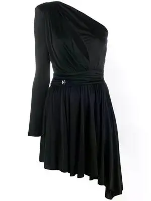 Philipp Plein One-shoulder Pleated Dress - Black
