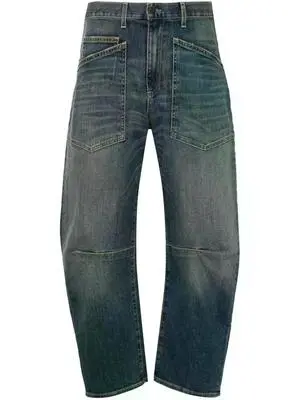 NILI LOTAN Shon Pockets Jeans In Washed Denim - Blue