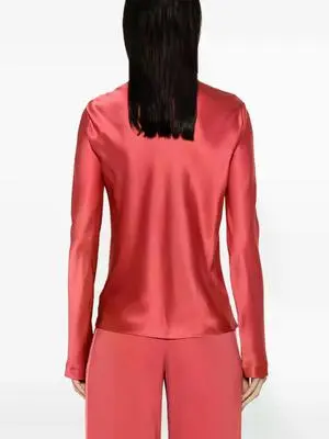 Alberta Ferretti Satin Cowl Neck Blouse