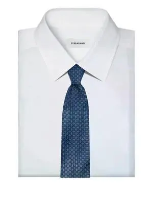FERRAGAMO Geometric Patterned Neck Tie - Blue