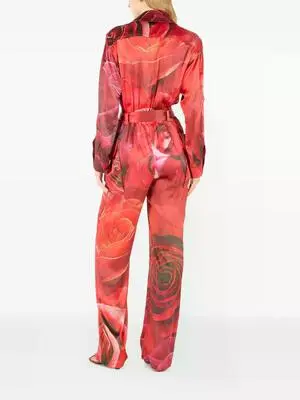 Roberto Cavalli Floral Print Belted Jumpsuit