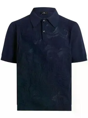 Etro Textured Knit Polo Shirt - Blue
