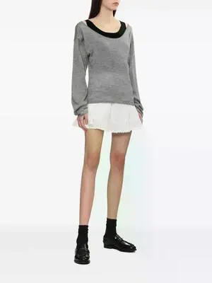 TOUT A COUP Layered Sweater With Round Neck And Long Sleeves - Grey