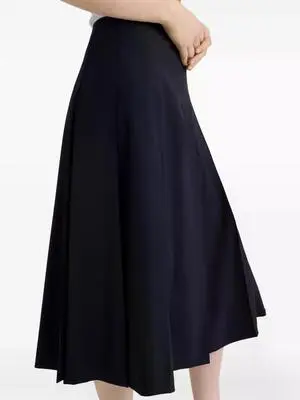 PATOU Pleated Twill Midi Skirt