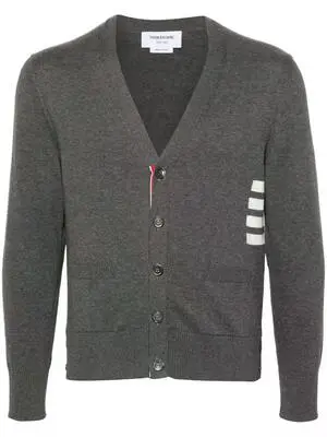 Thom Browne V-neck Cotton Cardigan With Signature Stripe Detailing