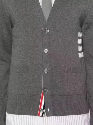 Thom Browne V-neck Cotton Cardigan With Signature Stripe Detailing