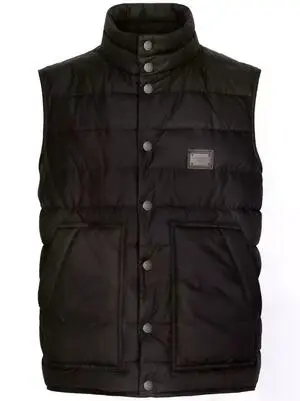 Dolce & Gabbana Padded Gilet With Logo Plaque - Black