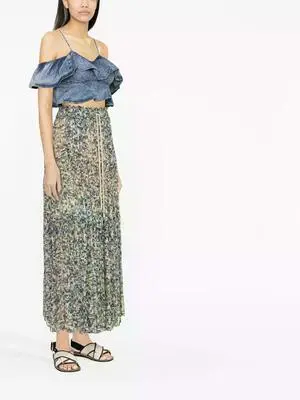 MARANT ETOILE Voloteo Cropped Ruffle Blouse - Blue