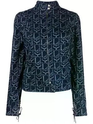 LUDOVIC DE SAINT SERNIN Monogram Print Denim Jacket - Blue