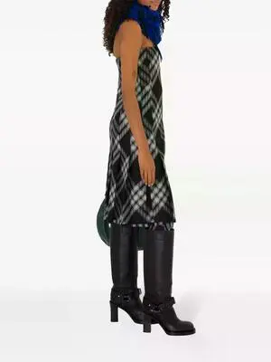 Burberry Checked Wool Wrap Mini Dress