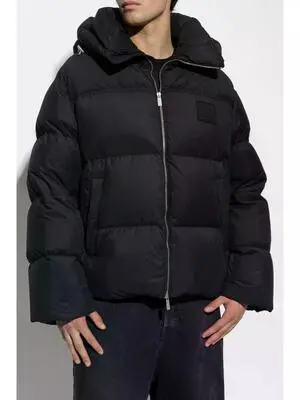Off-White Puffer Jacket With Logo Patch