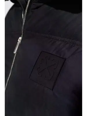 Off-White Puffer Jacket With Logo Patch