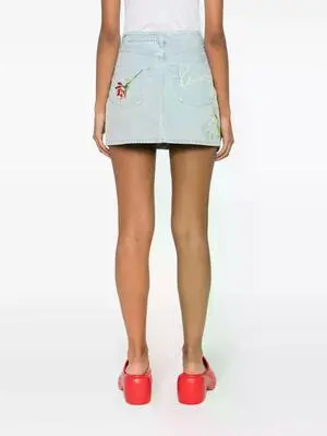 Kenzo Floral Embroidered Denim Mini Skirt