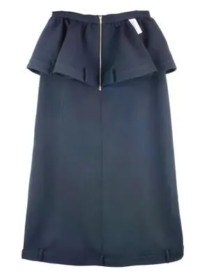 Rokh Peplum Midi Skirt With Buckle Detail