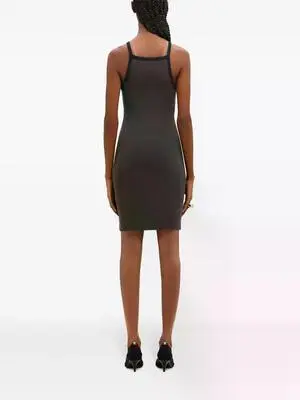 COURREGES Contrast-trim Cotton Mini Dress - Brown