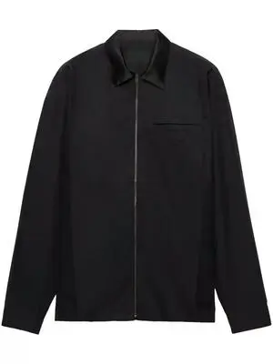 Prada Cotton Technical Jersey Zip Up Shirt - Black