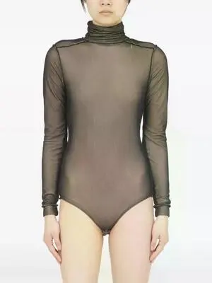MAISON MARGIELA Sheer Long-sleeve Roll Neck Bodysuit - Black