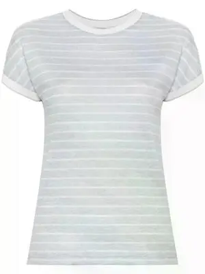 Eleventy Striped Crew Neck T-shirt - Blue