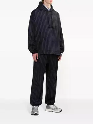 Junya Watanabe Stripe Pattern Hoodie - Blue