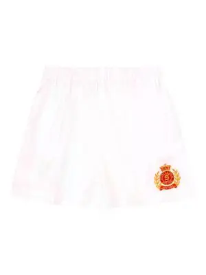 Sporty & Rich Emblem Embroidered Relaxed Fit Shorts