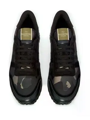 Valentino Garavani Rockrunner Camouflage Noir Metallic Sneakers