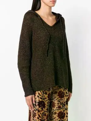 MES DEMOISELLES Bronze Metallic Knitted Hoodie