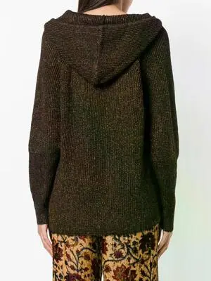 MES DEMOISELLES Bronze Metallic Knitted Hoodie