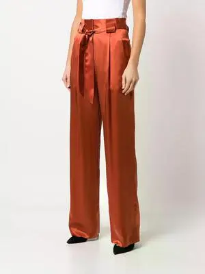 Michelle Mason High-waisted Pleated Silk Trousers