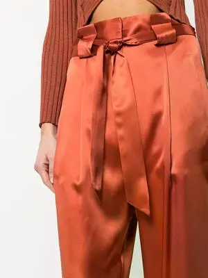 Michelle Mason High-waisted Pleated Silk Trousers