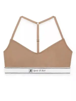 SPORTY & RICH Runner Script Sports Bralette - Brown