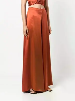 Voz High-waisted Wide-leg Silk Trousers - Red