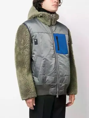 Sacai Colour-block Zip-up Hooded Jacket - Grey