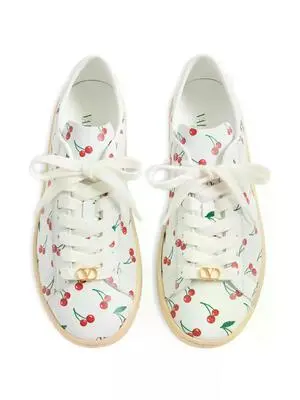 Valentino Garavani Royco Cherryfic Pattern Nappa Calfskin Sneakers - White