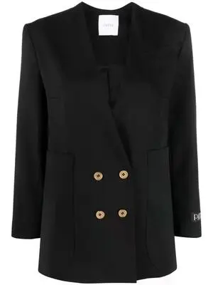 PATOU Collarless Double-breasted Blazer - Black