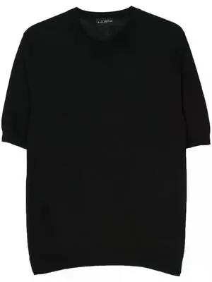 BALLANTYNE Knitted Cotton T-shirt - Black