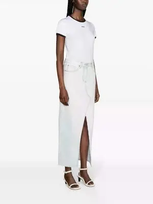 MSGM Distressed Denim Maxi Skirt