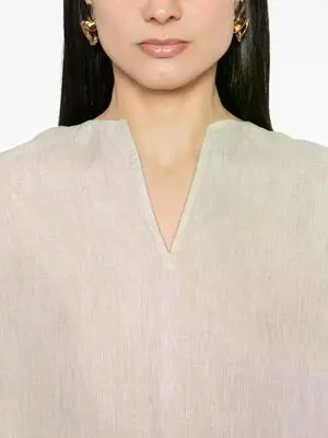 Fabiana Filippi Linen Split Neck Sleeveless Blouse