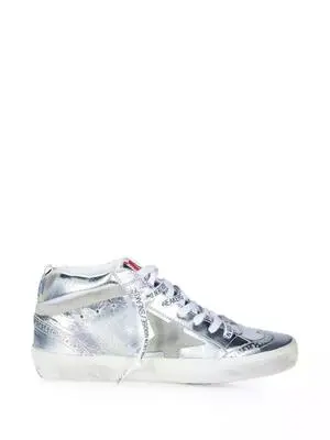 GOLDEN GOOSE Mid-star Laminated Sneakers - Silver