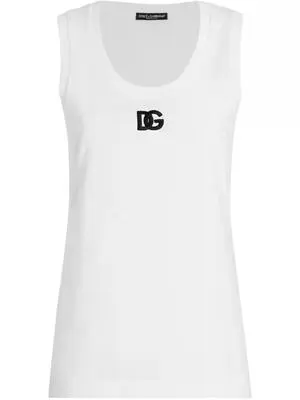 Dolce & Gabbana Dg Logo Scoop Neck Tank Top - White