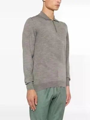 Fedeli Fine-knit Polo Shirt - Grey