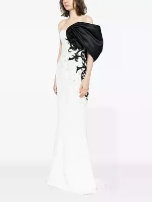 SAIID KOBEISY One-shoulder Embroidered Gown