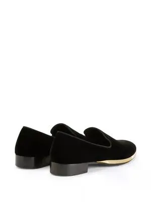 GIUSEPPE ZANOTTI Velvet Slip-on Loafers With Gold Tone Detailing