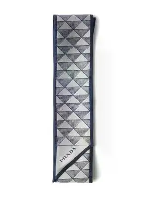 Prada Printed Silk Scarf - Blue