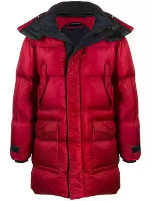 Emporio Armani Contrast Hood Down Parka - Red
